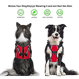 LMOBXEVL Service Dog Harness,No-Pull Dog Harness with Handle Adjustable Reflective Pet Dog in Training Vest Harness,Easy Control for Small Medium Large Breed Outdoor Walking Hiking