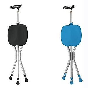 Rollator Walkers Walking Stick Lightweight Easy Folding Adjustable Height Anti Slip Elderly Walking Cane Chair Rest Tripod Stool Walkers Walker for Seniors