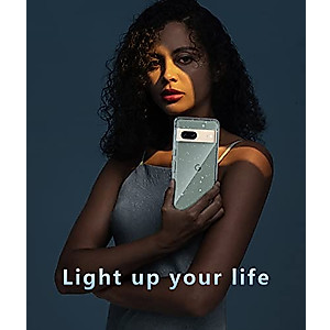 PUJUE for Google Pixel-7 Phone Case: Sparkly Clear Pixel 7 Silicone Protective Shockproof Cell Cover - Clear Cell Cases with Screen Protector - Full Protection Rubber Phone Cases