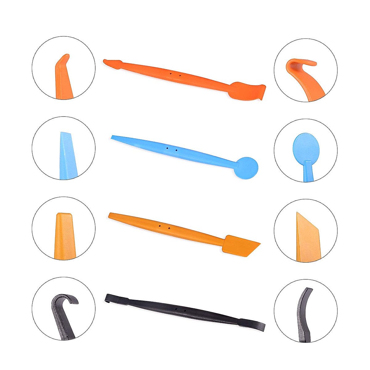 FOSHIO Car Vinyl Wrap Tool Kit 7 in 1 Flexible Magnetic Micro Stick Squeegee Curves Slot Tint Tool Kit with 14 Working Angles Fit for Installing All Contour Vehicle Wraps & Auto Stickers