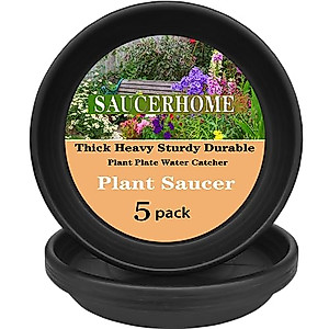 5 Packs Plant Saucer Pot Tray 6 8 10 12 14 16 19 20 Inch Plastic Flower Planter Saucers and Drip Trays for Indoors Outdoors, Thick Heavy Sturdy Durable Plant Plate Water Catcher (14 Inch Black)