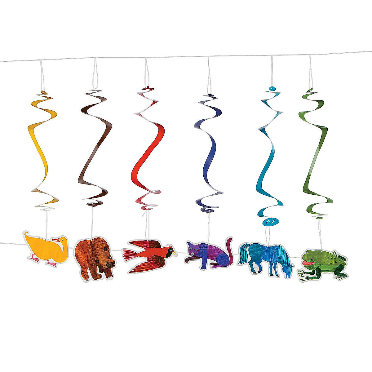 32" Eric Carle's Brown Bear, Brown Bear, What Do You See? Hanging Swirl Decorations - Party Decor - Hanging Decor - Spirals & Swirls - Birthday - 12 Pieces