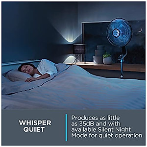 Rowenta Turbo Silence Standing Floor Fan with Remote 53 Inches Ultra Quiet Fan Oscillating, Portable, 5 Speeds, Indoor, Refresh Up to 23-Feet VU5670,Silver