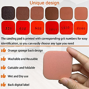 54 PCS 2 x 2 Inch Hand Sanding Pads - Soft Touch Sanding Pads from 320 to 3500 Grit - Ideal for Polishing Woods, Acrylics and Solid Surface