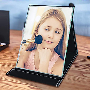 Amazon Brand - Pinzon Folding Portable Makeup Mirror Vanity Desk Standing for Travel Tabletop, Rectangular, 9.4" L x 6.8" W