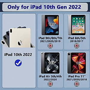 Azzsy Case for iPad 10th Generation 10.9 Inch 2022, [Built-in Pencil Holder] Heavy Duty Shockproof Rugged Protective Case for iPad 10.9 Inch 2022 Release, Black