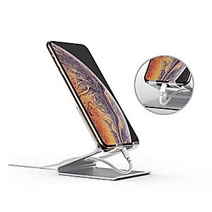 khosh ONE Cell Phone Stand Metal Cell Phone Stand and Holder, Great for Office Desk and Night Stand -Black- Silver (Black)
