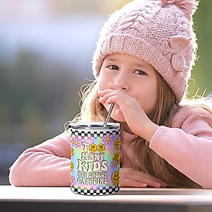 PYD Life 4 Pack Sublimation Tumblers Cups Blanks with Lids and Straws White Stainless Steel Straight Tumblers for Kids,for Cricut Mug Press Sublimation Oven Printing