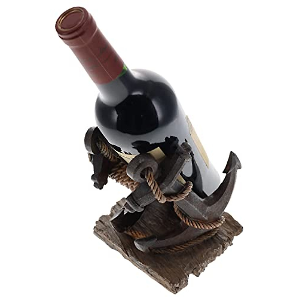 Rustic Rope Wrapped Boat Anchor Wine Bottle Display Holder / Rack - Nautical Ocean Beach Coastal Decor