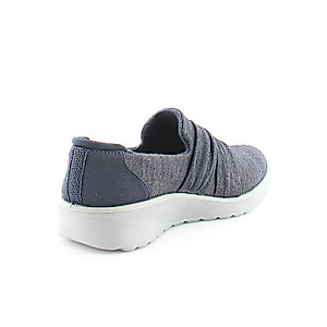 BZees Women's Glimmer Slip-Ons Loafer, Navy Blue Shimmer, 6.5 Wide