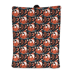 Just A Girl Who Loves Fox Blanket Soft Fleece Throw Blanket Cozy Fuzzy Warm Flannel Blankets for Women Men for Couch Bed Sofa All Season Gift