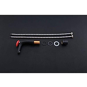 Kitchen Taps Modern Black Bathroom Basin Faucet with Red Round Handle Faucet Bathroom for Bathtub Cold Water and Hot Water Mixer Taps