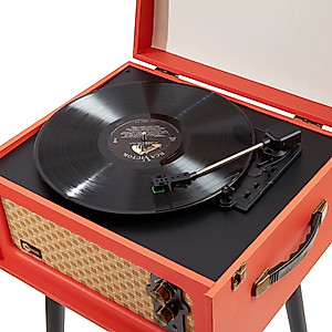 Arkrocket 3-Speed Bluetooth Record Player Retro Turntable with Built-in Speakers Rocket Moving Magnet Cartridges and Removable Legs (Orange)