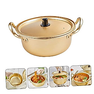 YARNOW 2 Pcs Korean Instant Noodle Pot Japanese Noodles Ramen Ceramic Frying Pan with Lid Steamer Cookware Deep Saucepan Korean Pots for Cooking Aluminum Pot Kitchen Pan Ramen Pot Candy