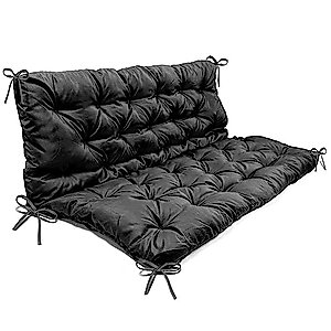 Homaisson Swing Replacement Cushion, Outside Bench Cushion with Backrest, 2-3 Seater Cushion with 8 Ties for Outdoor Furniture, 59 x 39 x 4 Inches Porch Swing Cushion Garden Bench (Black)