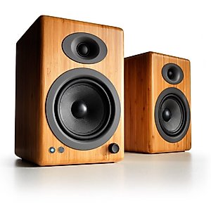 Audioengine A5 Powered Wired Bamboo Bookshelf Speakers - 150W Stereo Speakers for Home, Studio
