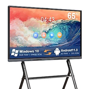 Armer 65'' Smart Board 4K UHD Touchscreen Interactive whiteboard for Classroom and Office, Built in Dual System Robust App Ecosystem for Collaboration(Wall Mount Included)