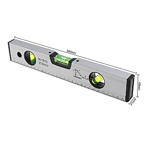Smgda 300mm Precision Magnetic Level Ruler 12 inch Aluminum Alloy Spirit Level Measuring Tool with Blister Design and Mm Scale for Construction Carpenter Craftsman