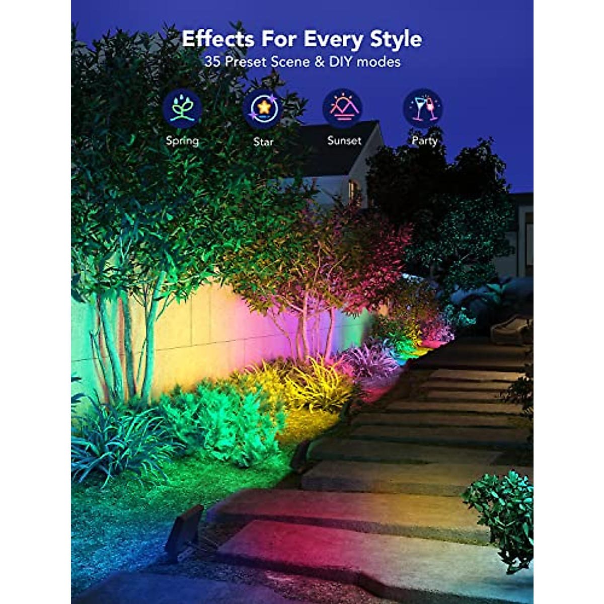 Govee Outdoor Lights, Flood Lights Uplight 2 in 1, LED Landscape Lighting, Low Voltage Landscape Lights, IP65 Pathway Lights with App Control, 35 Scene Modes, Patio Lights, Garden Yards, Wired 2 Pack