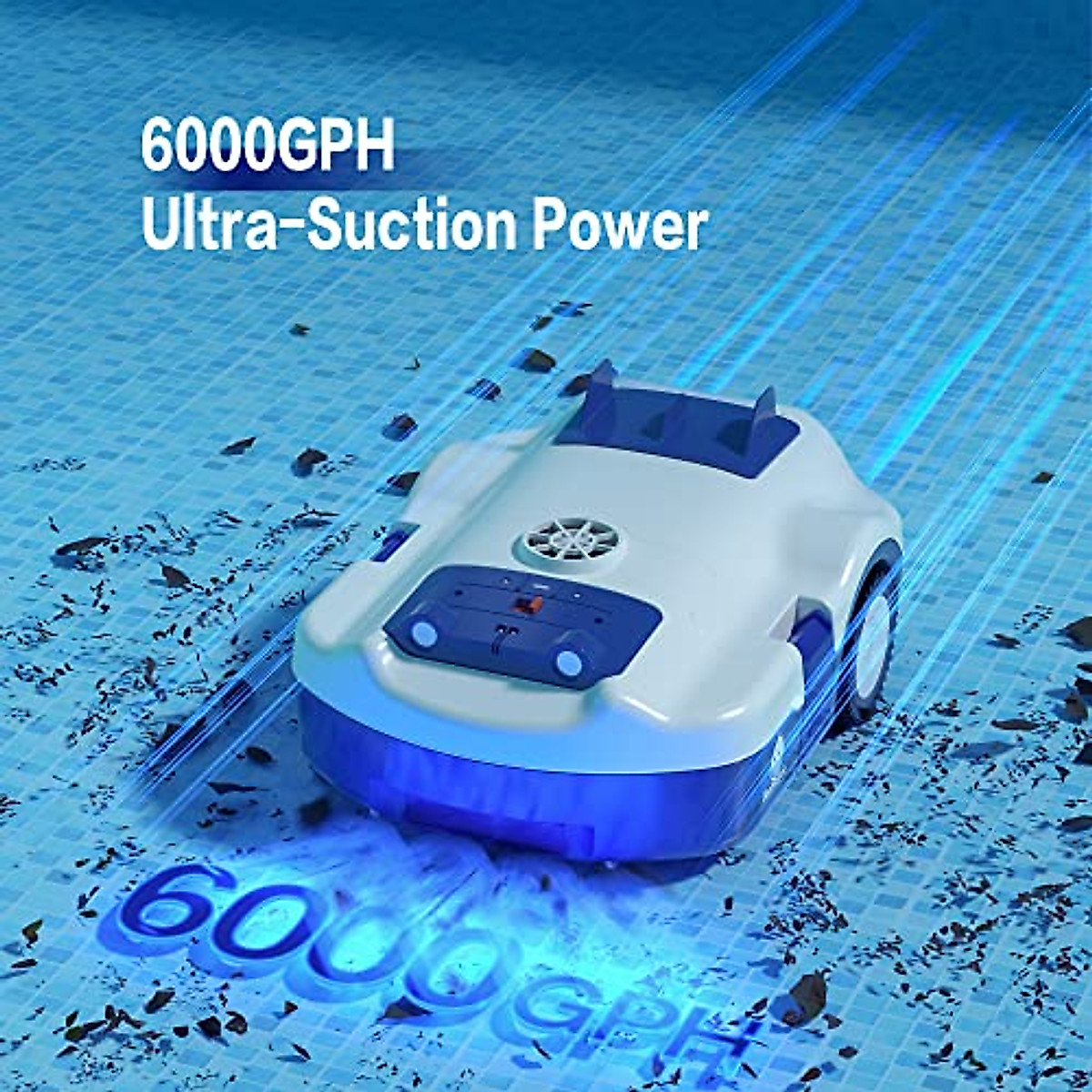 BESTROBTIC PC01W Cordless Robotic Pool Cleaner, Ultra Powerful Pool Vacuum with Triple Motors, Sonar Detection Turning & Obstacle Avoidance, Self-Parking, Up to 120mins, Ideal for Above/In-ground Pool