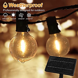 YOYONACY Solar String Lights Outdoor - 100FT Solar Patio Lights with Shatterproof G40 LED Bulbs, 4 Light Modes Waterproof Solar Powered Hanging Lights for Backyard Bistro Garden Camping Party