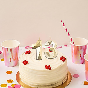 2 inch Gold 13 & 31 Birthday Candles, 3D Diamond Number 13rd & 31st Cake Topper for Boys Girls Birthday Party Decorations Theme Party