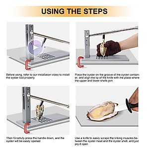 Oyster Shucker Machine, Clam Opener, Oysters Shucker, Hotel Buffets and Homes and Gift, Stainless Steel Oyster Shucker Including Knives, Glove and g-Clip, Seafood Tools for Hotel Family Buffet