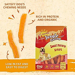 Jungle Calling Natural Sweet Potato Dog Treats, Low Fat, Skinless Sweet Potato Chews for Dogs Training Snacks