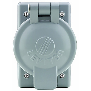 Leviton 7770 Single Gang Cover Plate For 50A Single Receptacles, Cast Aluminum with Lift Cover For Wet Location with Cover "Closed"