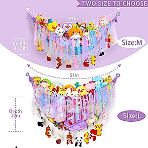 Unicorn Castle Stuffed Animals Hammock Net Toy Storage Organizer, Stuffed Animals Storage Toy Holder Boho Wall Hanging Décor for Nursery Kids Play Room Bedroom,White