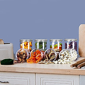 12 Pack Clear Plastic Jars Containers with Screw On Lids,Refillable Wide-Mouth Plastic Slime Storage Containers for Beauty Products,Kitchen & Household Storage - BPA Free (8.45 Ounce)