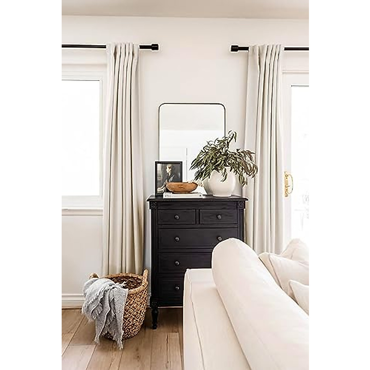 INOVADAY 100% Cream Blackout Curtains for Bedroom, Thermal Insulated Linen Blackout Curtains 108 Inch Length 2 Panels Set, Back Tab/Rod Pocket Room Darkening Curtains for Nursery - Cream, W50 X L108