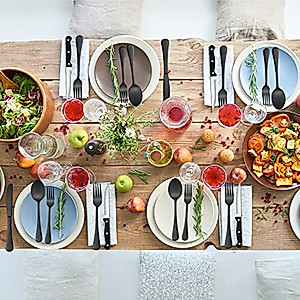 Black Silverware Set with Steak Knives, 48-Piece HaWare Stainless Steel Flatware Cutlery Set for 8, Fancy Eating Utensils Set For Home Restaurant Hotel, Include Knives, Forks, Spoons, Dishwasher Safe