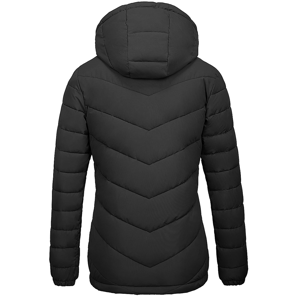 wantdo Women's Hooded Winter Coat Windproof Puffer Jacket with Hood Black Medium