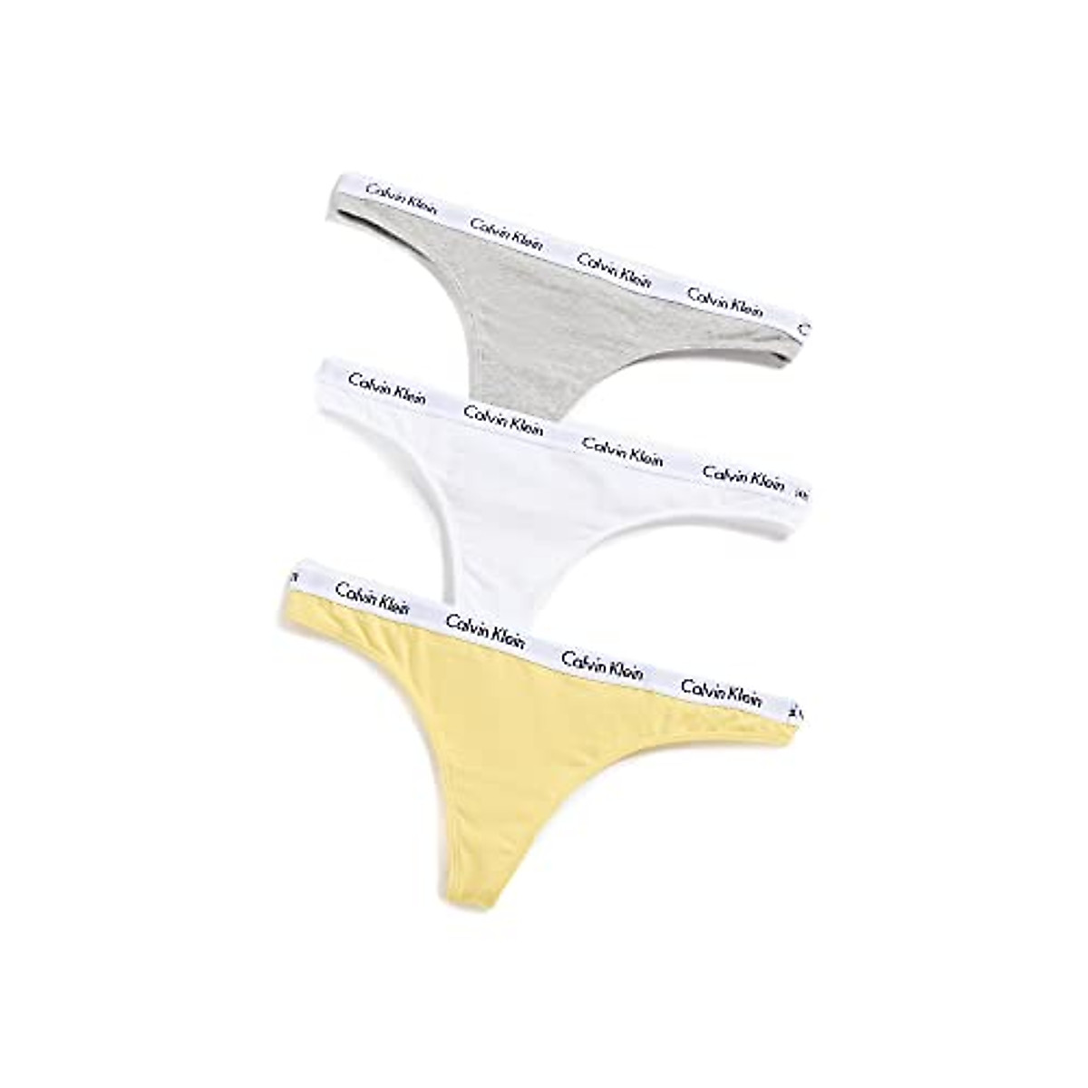 Calvin Klein Underwear Women's Carousel Thong Pack, Lime/White/Grey Heather-925, L