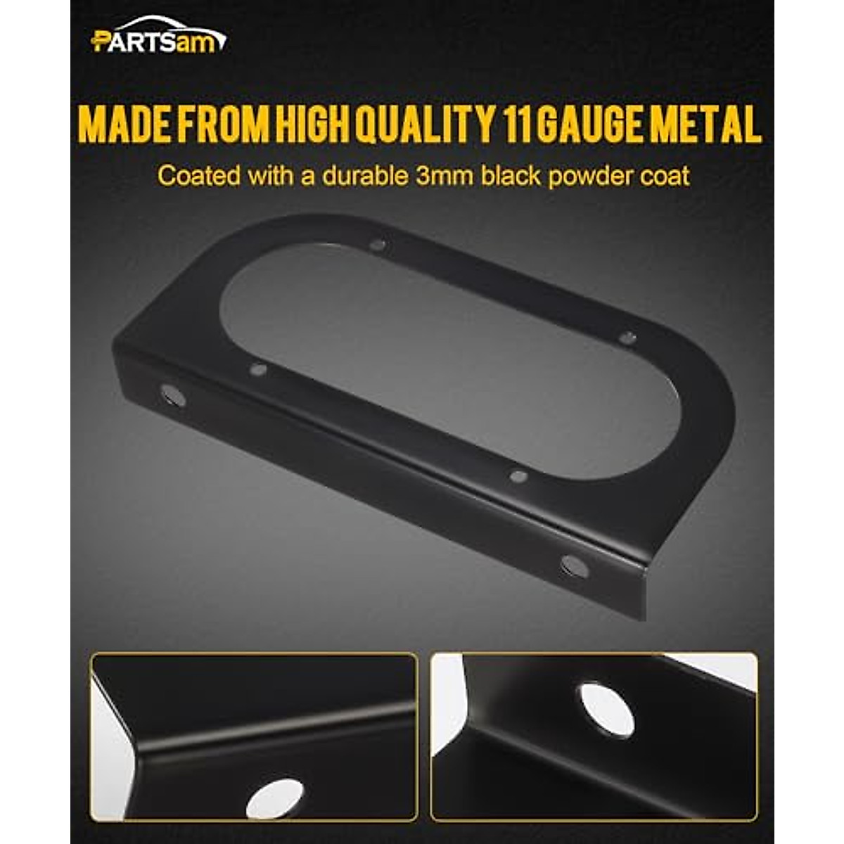 Partsam 2Pcs 6" Oval Tail Light Mounting Brackets [L Shaped] [3mm Powder Coated Steel] [Ultra Sturdy] [Versatile Horizontal Mounting] for 6" Oval Taillights On Truck Trailer RV Grommet Flush Mount