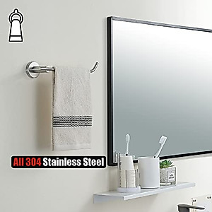 JQK Bathroom Hardware Set, 5-Piece Bath Towel Bar Accessory Set Brushed Steel Towel Rack Holder Wall Mount, BAS105-BN