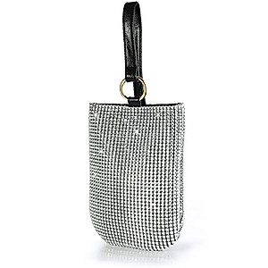 HOXIS Glitter Evening Handbag Women Clutch Sparkle Purse Bag for Party Wedding Prom (Silver&Black)