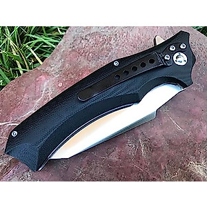 TACTICAL GEARZ G10 EDC Pocket Knife, TG Vex! G10 Handle, 9Cr18MoV Stainless Steel Blade w/Ball Bearing Washers! Includes Sheath! (Black)
