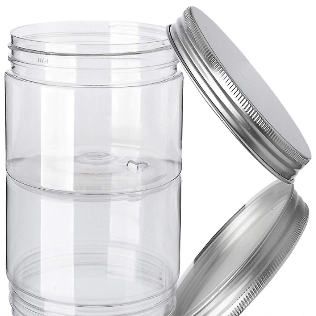 6 Ounce Plastic Jars with Aluminum Lid Leak Proof Clear Containers Jars for Store Liquid, Cosmetic, Cream, 6 Pcs
