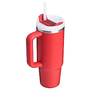 Stanley Quencher H2.0 Tumbler with Handle and Straw 30 oz | Flowstate 3-Position Lid | Cup Holder Compatible for Travel | Insulated Stainless Steel Cup | BPA-Free | Chili Red