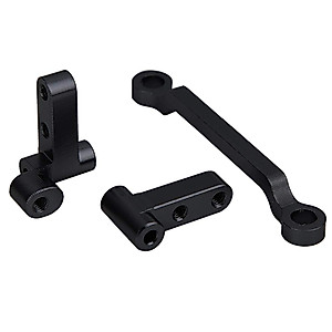 Woyisisi RC Steering Assembly, Aluminum Alloy Steering Assembly Kit Accessory Fit for WL A959 A979 A969 1/18 RC Car(Black)