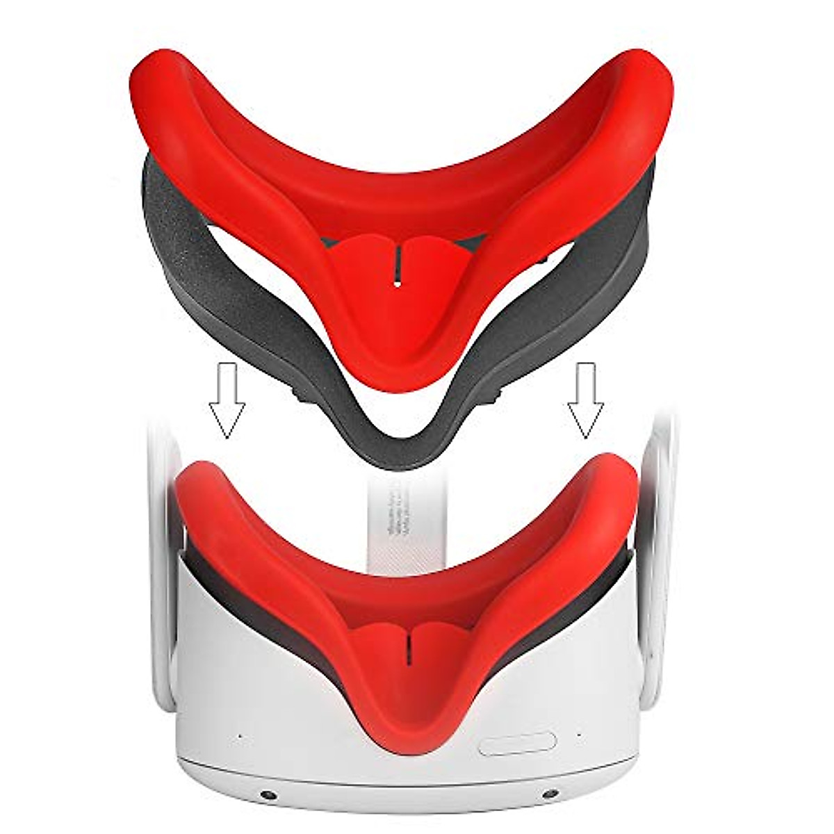 Zaracle Cover Set for Oculus Quest 2,1 Pcs Silicone Cover Eye Pad for Oculus Quest 2 Eye Cushion Cover Prevent Sweat Lightproof,and 1 Pcs VR Lens Cover for Quest 2 (Red Eye Cover + Black Lens Cover)