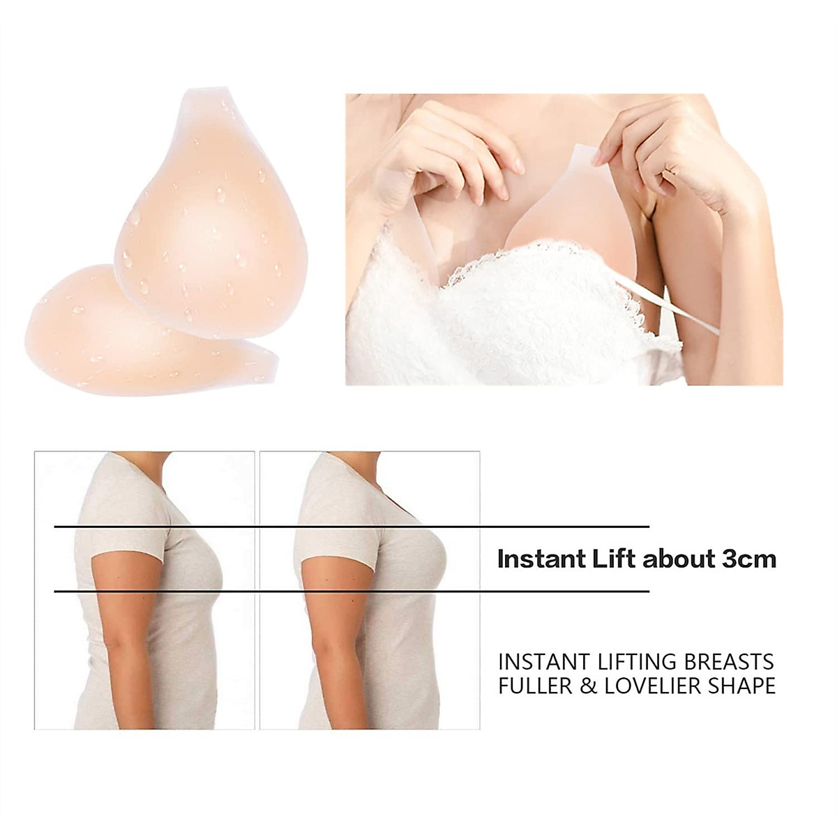 Adhesive Bra, Breast Lift Strapless Backless Silicone Minimizer Bra Nippless Covers Push Up Self Invisible Sticky Bra for Women (C/D Cup)