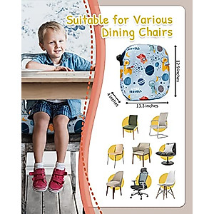 Toddler Booster Seat for Dining Table, 4 inch Ergonomic Design Dining Chair Heightening Cushion Portable Dismountable Eating, Washable Kids Toddler Booster Cushion, Adjustable Elasticity Straps(Space)