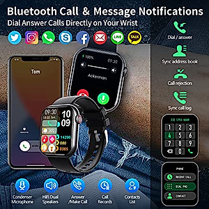 Blood Glucose Smart Watch with Bluetooth Call for Men Women, Smartwatch Fitness Tracker Heart Rate Monitor Blood Sugar Oxygen Pressure Tracking for Android iOS Phones, IP67 Waterproof