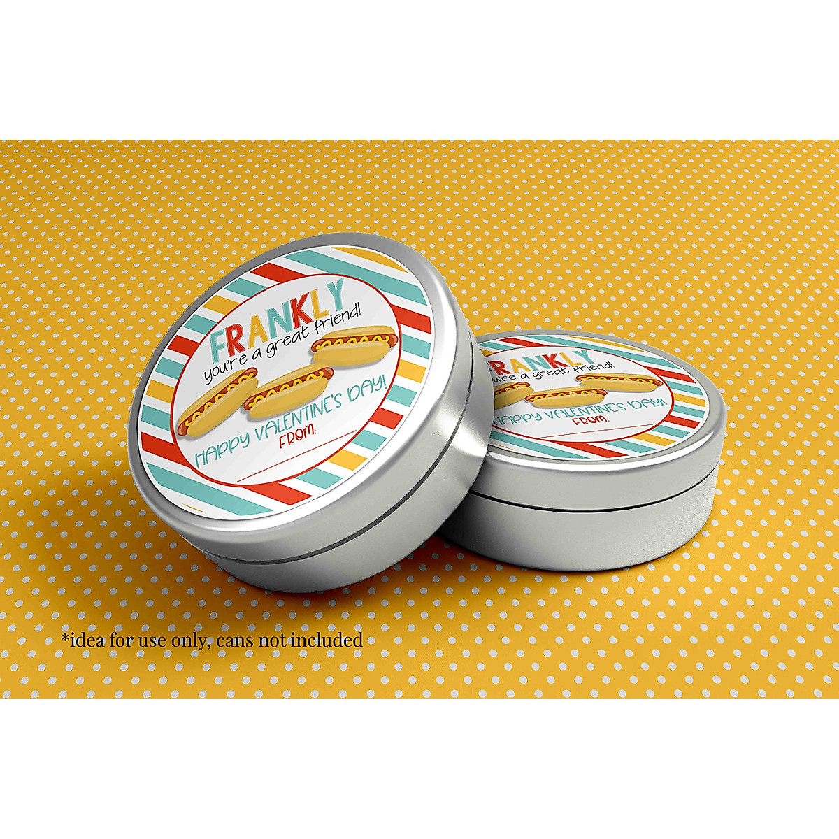 Valentine Hot Dog Themed Happy Valentine's Day Sticker Labels for Kids, 40 2" Party Circle Stickers by Amanda Creation, Great for Party Favors, Envelope Seals & Goodie Bags