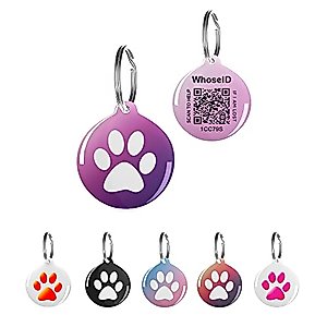 WhoseID Dog Cat Tag Personalized for Pets Name ID Accessories Custom Silent QR Code Tags Ring Supplies Gradient Purple