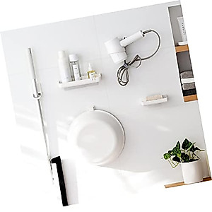 CIYODO 3pcs Bathroom Punch-Free Hanger Clips Mount Storage Shape Broom Racks Traceless Hook Garden Holds Slip Grippers White C- Organizer Anti- Wall Self Multifunctional Drilling