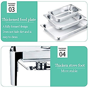 Chafing Dish Electric Food Warmer Chafer Chafing Dish Commercial Rectangular Buffet Servers and Warmers - Keep Food Being Fresh and Delicious - 9L (C)